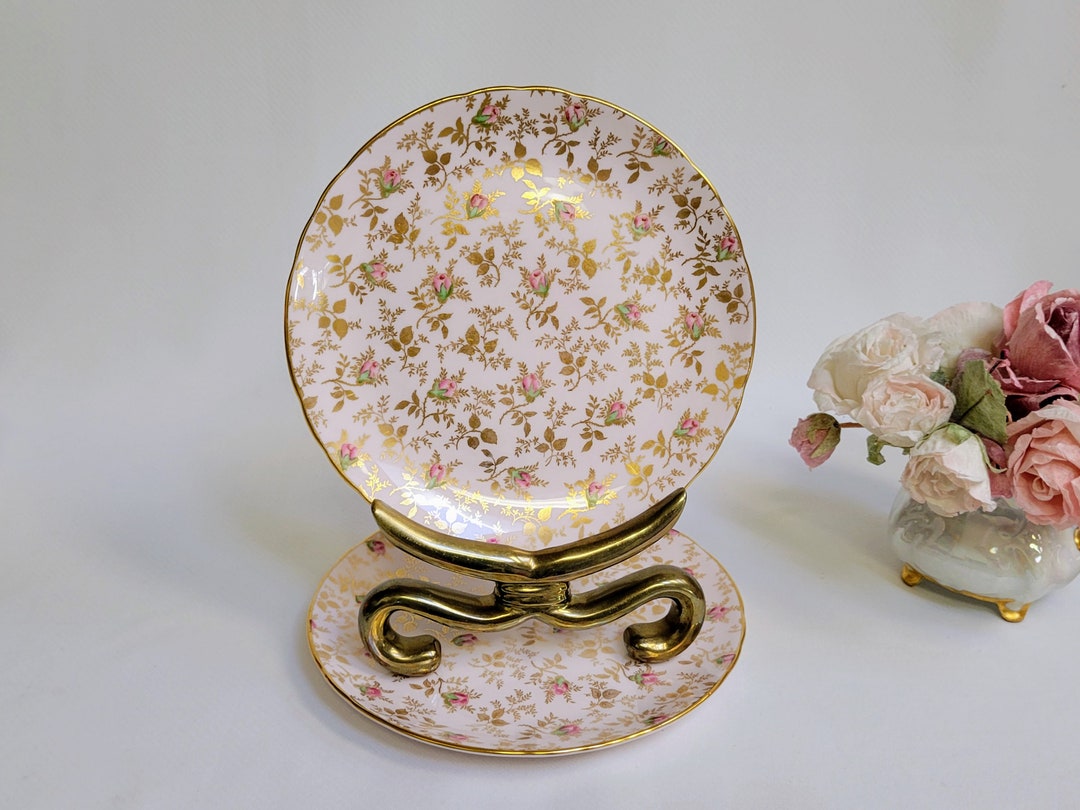 Tuscan Bone China Set of 2 Luncheon Plates ~ Du Barry Rose Pattern ...