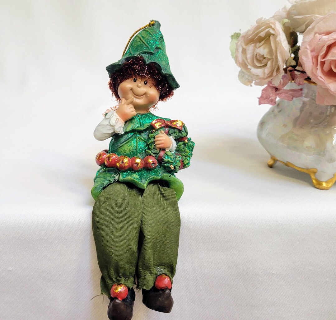 Jolly Little Elf Resin Figurine Ornament ~ Hangs or Sits on Mantle - Etsy