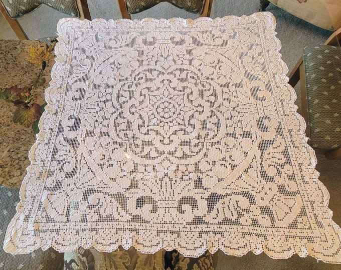 Crochet Scarf or Tablecloth ~ 31" Square ~ Bone Colored, off White ...