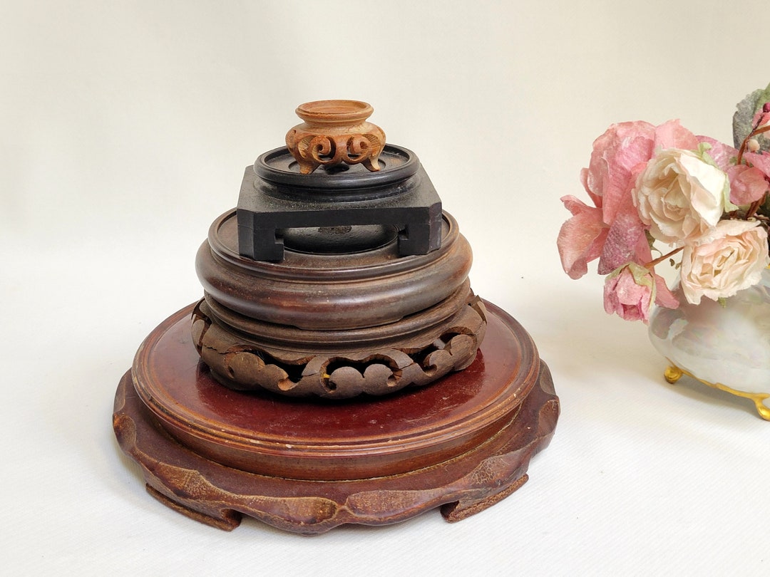 Carved Wood Asian Vase Stands ~ Set of 5 Different Size Stands ...