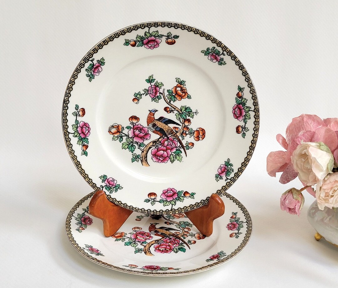 English Pheasant Salad Plates ~ Set of 2 ~ by F. Winkle Whieldon Ware ...