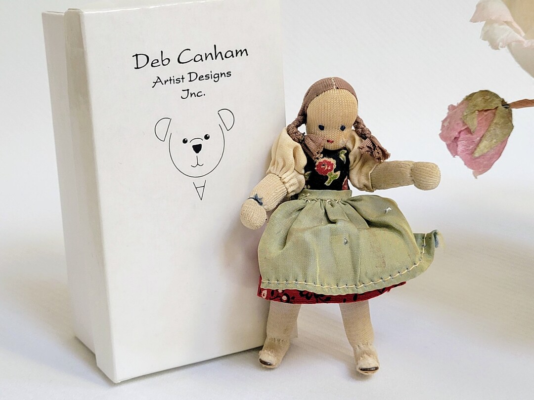 Miniature Cloth Doll by Deb Canham, Artist Designs ~ 4" Tall Girl ...