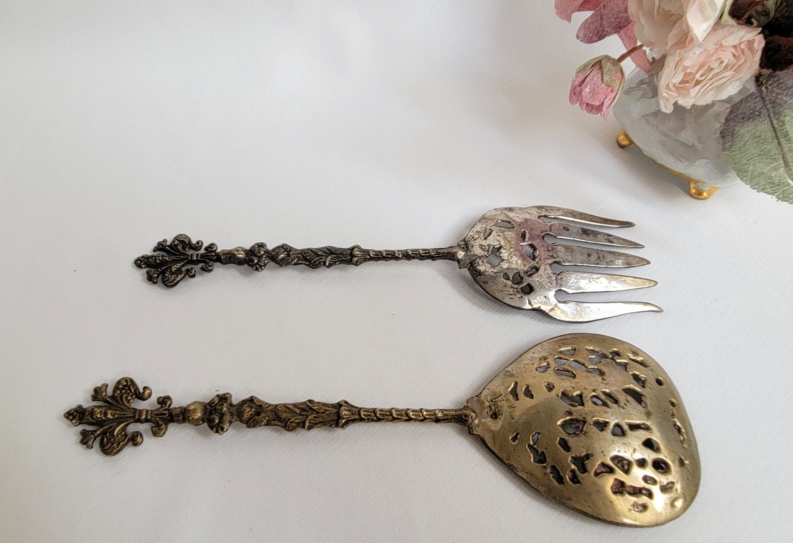 Vintage Brass Fork and Spoon Decoration Not Marked Wall - Etsy