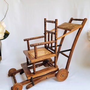 Amish Doll Stroller, Chair and High Chair ~ Solid Oak and Wicker ~ Made ...