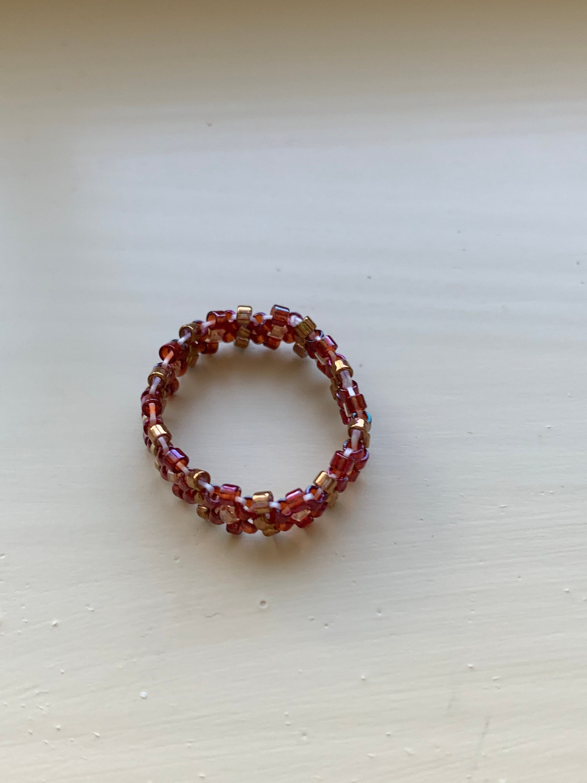 Red Crystal and Bronze Daisy Chain Ring - Etsy