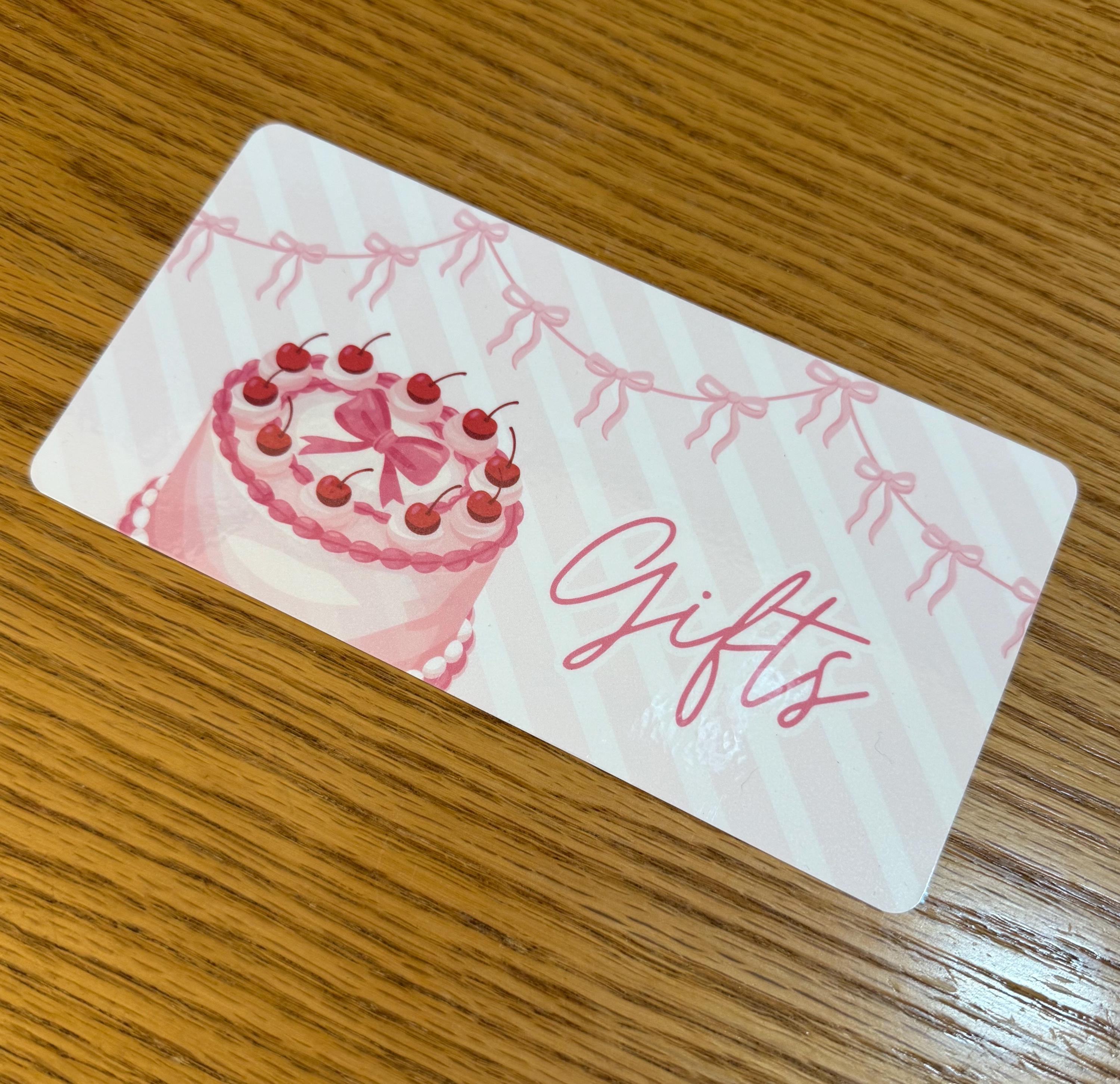 Pink Cake and Bows Gift Envelope Dashboards // Sized for A6 Envelopes ...