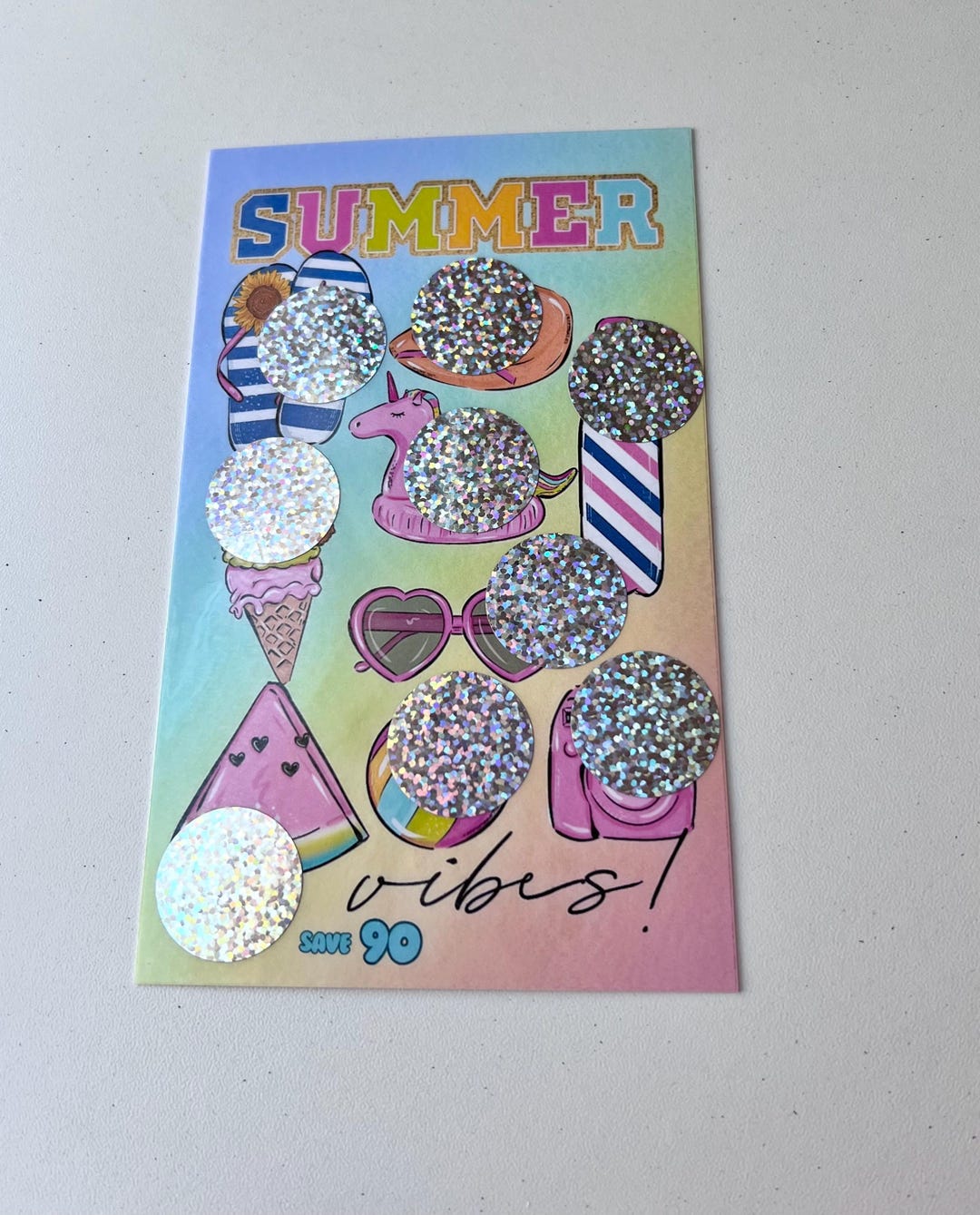 Summer // Scratch off Savings Challenge/ Holographic Scratchers - Etsy