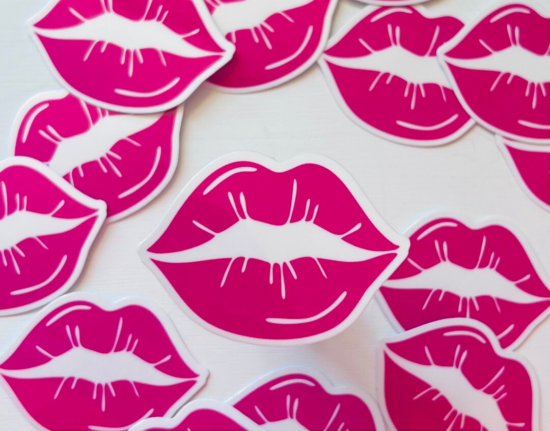 Hot Pink Lips Waterproof Sticker - Etsy