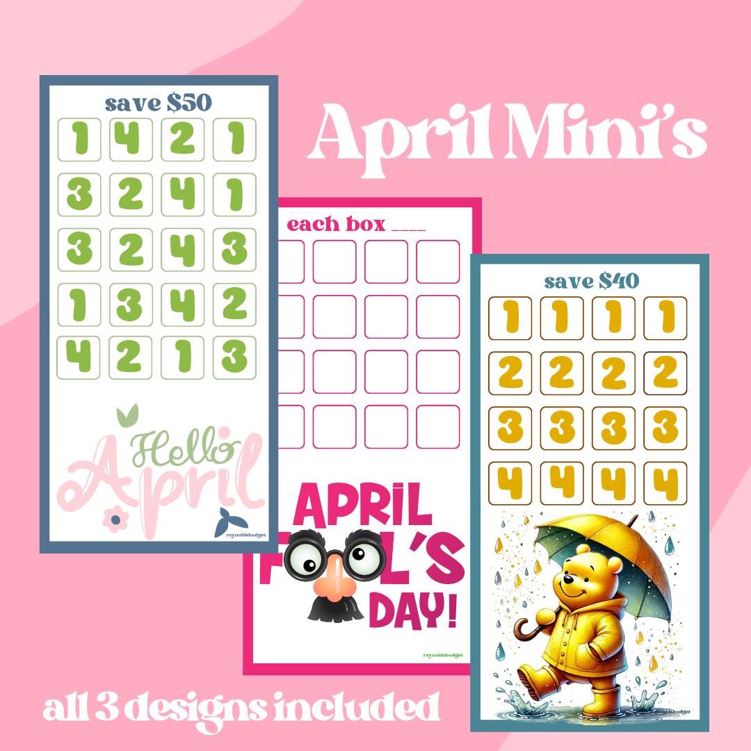 April Minis // DIGITAL DOWNLOAD // Savings Challenge - Etsy