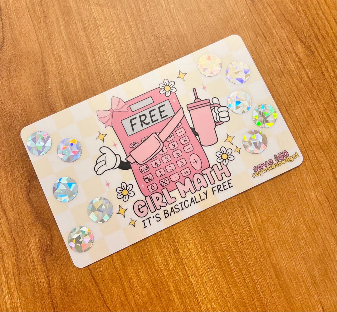 Girl Math // Savings Challenge Scratch off // Holographic Scratch Off ...