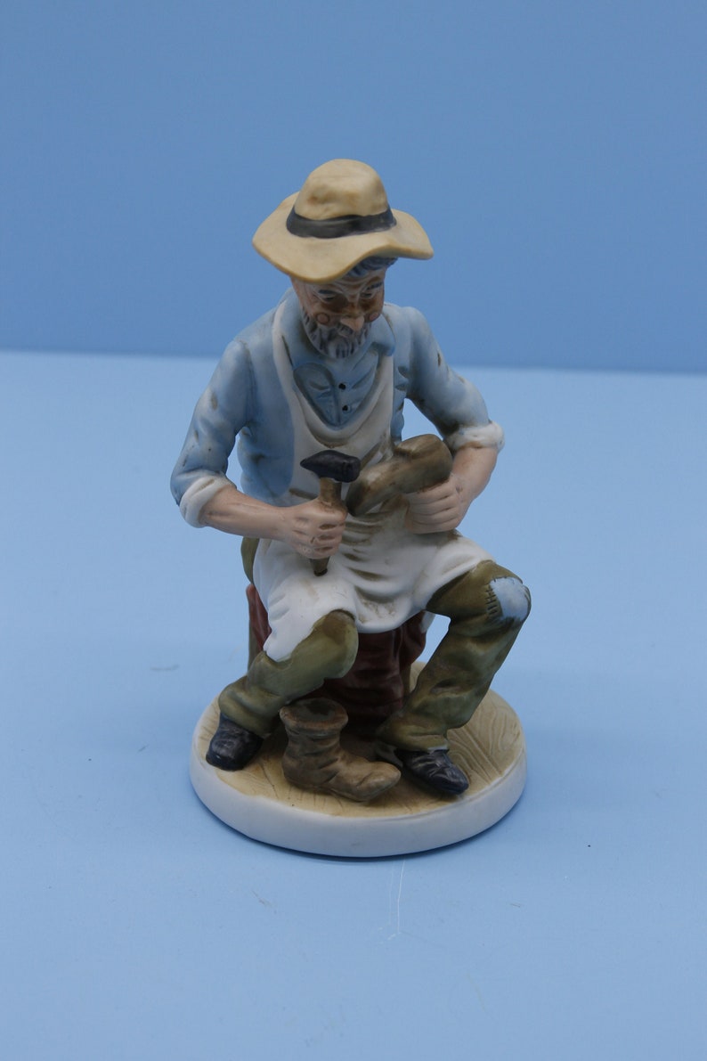 Vintage Lefton Bisque Old Shoemaker - Etsy