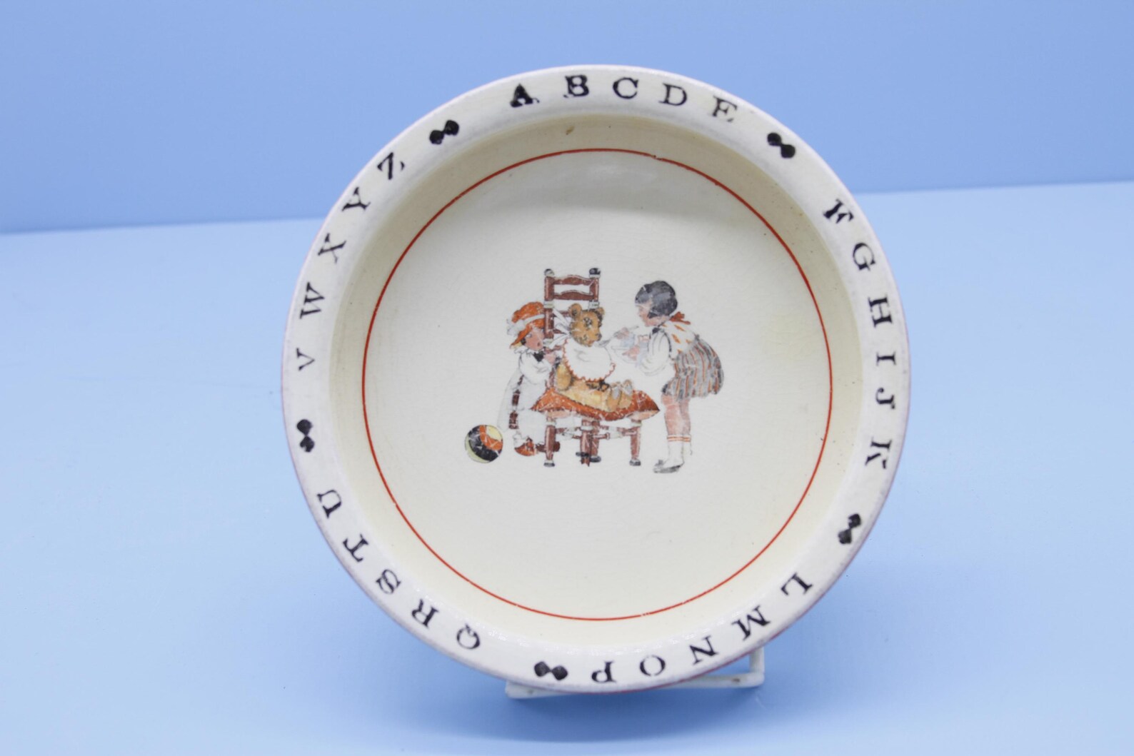 1930's Crown Potteries Co. Childs Alphabet Dish With Teddy Bear and ...