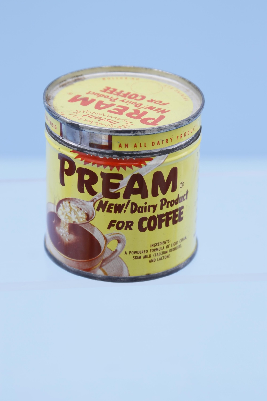 Vintage 1950s Tin PREAM Dairy Product/creamer for COFFEE Nice Graphics ...
