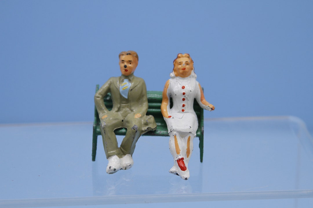 Vintage Barclay Lead Figures Man and Women Sitting on a Bench - Etsy