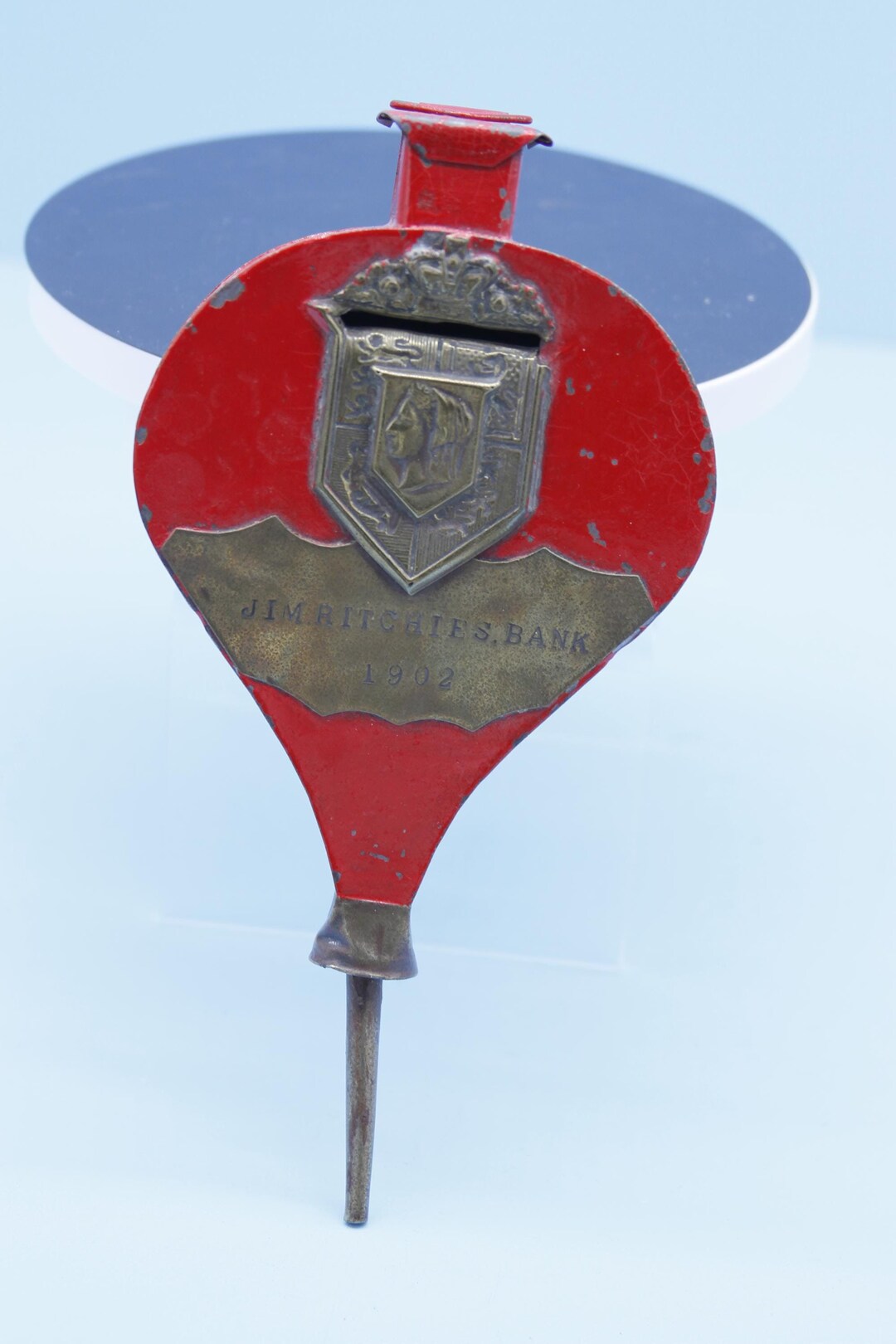 Antique Unusual Tin Bellows Bank (jim Richies Bank 1902) the Top Slide ...