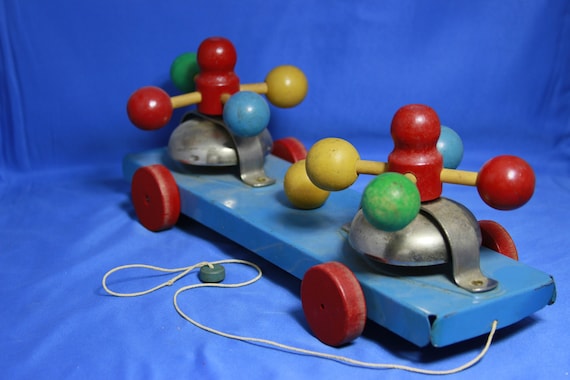 Vintage Gong Pull Toy Bell Toy | Etsy
