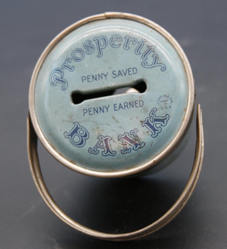 Vintage Prosperity Coin Bank Penny Saved Penny Earned 2 1/4" X 2 7/8 ...