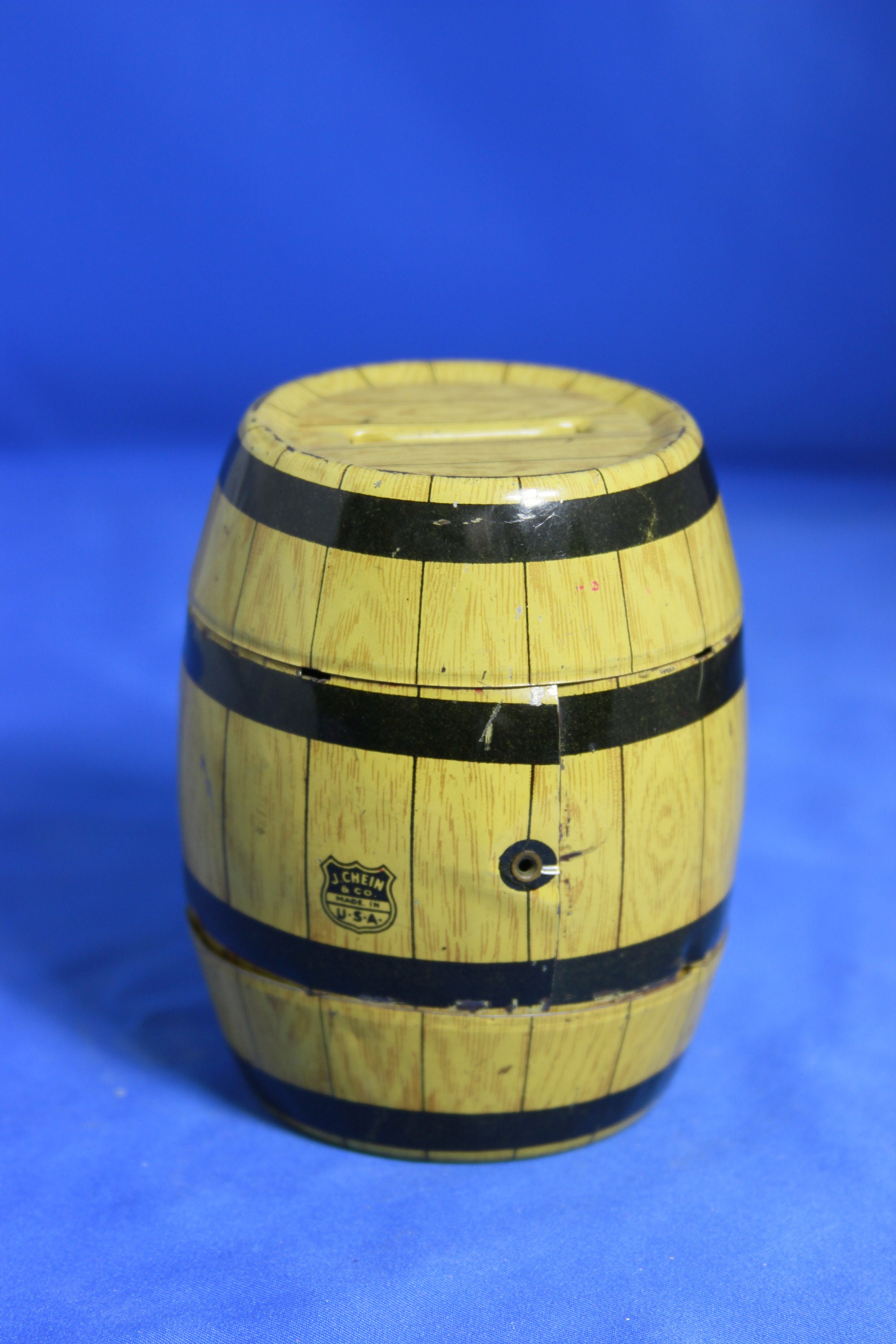 Vintage Chein Tin Barrel Bank - Etsy Sweden