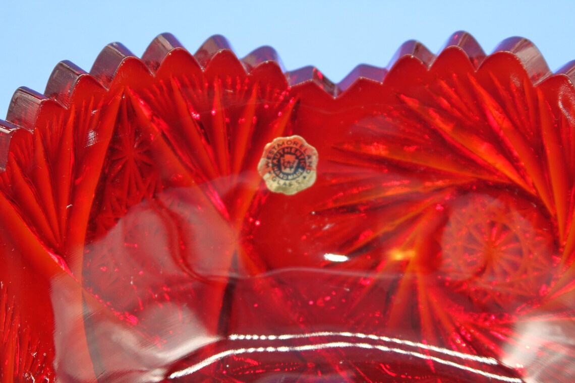 Vintage Ruby Red Westmoreland Sawtooth 8 1/2" Diameter Bowl - Etsy