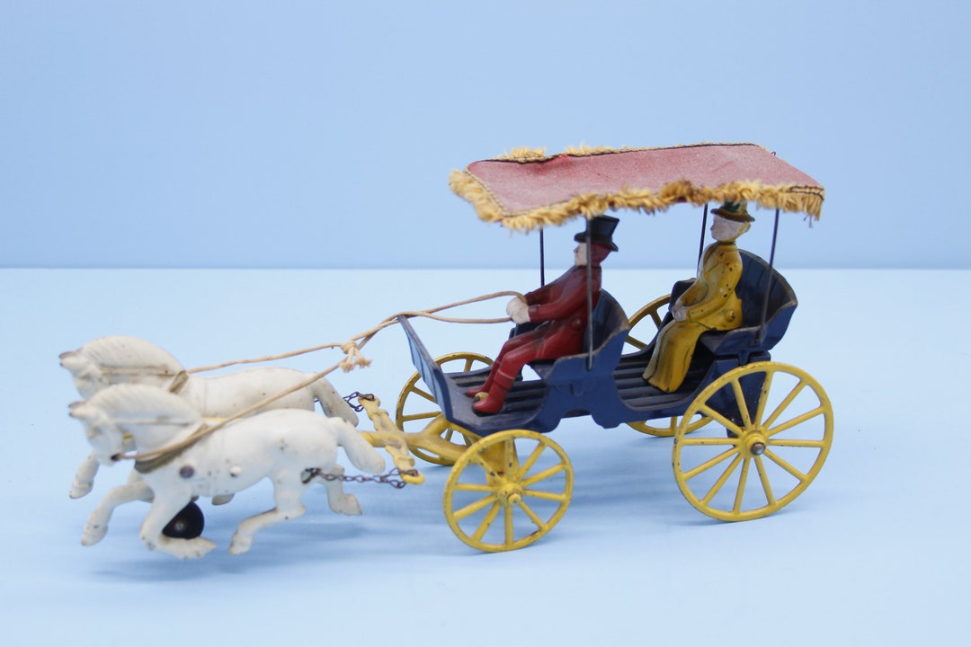 Vintage 1940's Cast Iron Horse Drawn Surrey Buggy, Original Stanley ...