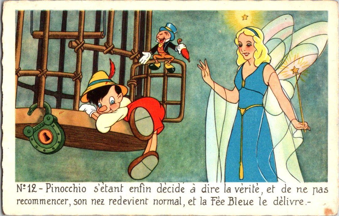 Disney-pinocchio Theme-french Postcard C1950's A12 - Etsy