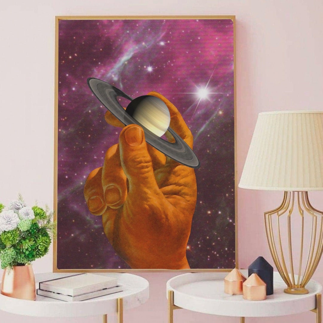 Surreal Saturn Fusion Collage: Celestial Harmony - Art Print Merging ...