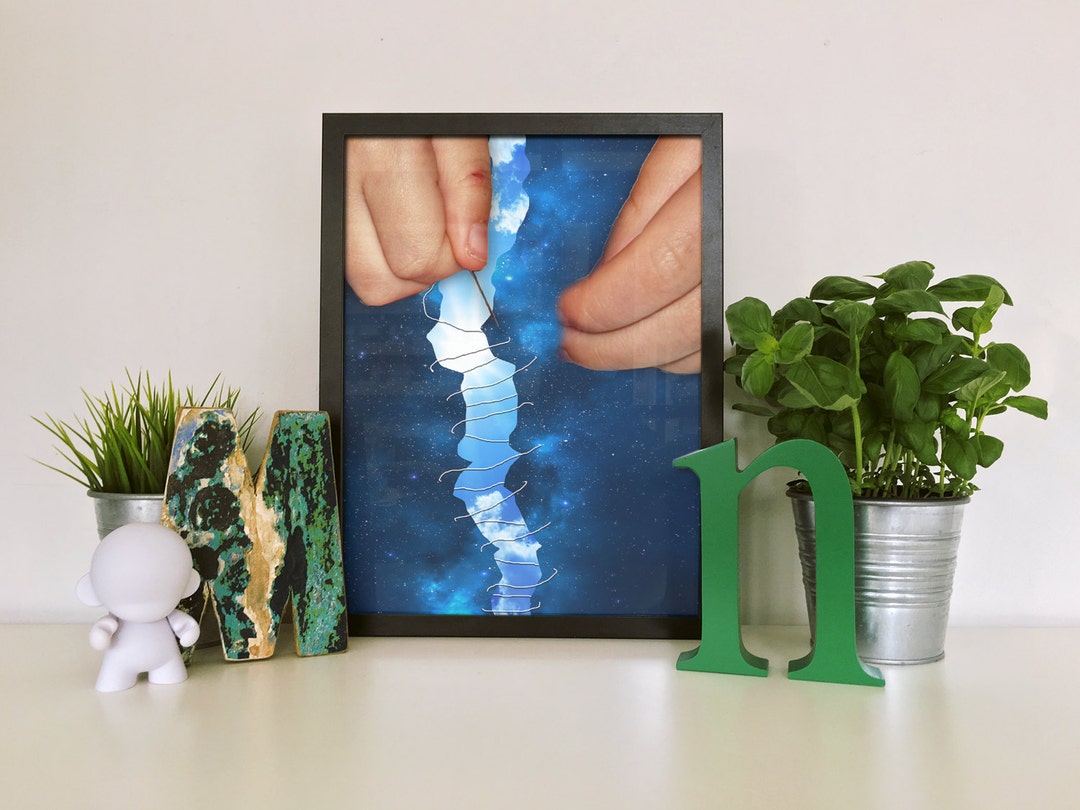 Surreal Day-night Sky Collage: Cosmic Restoration - Art Print Merging ...