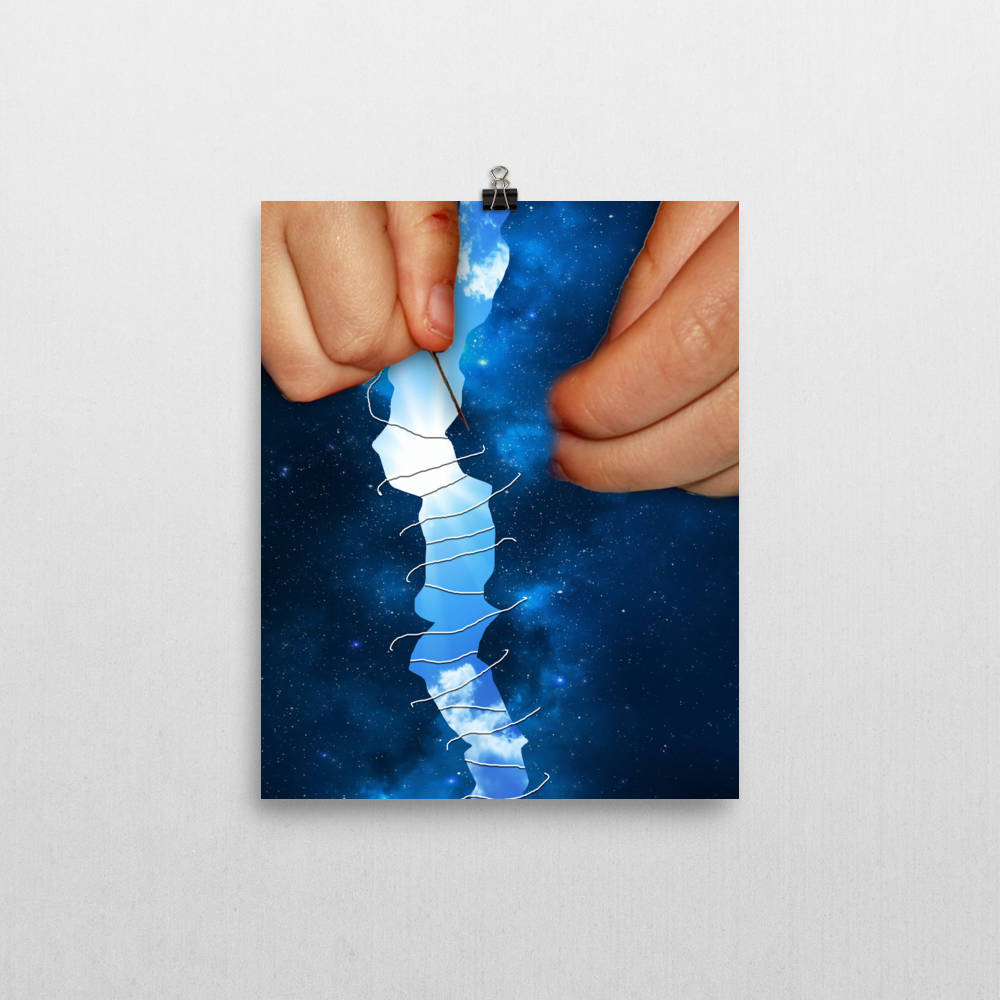 Surreal Day-night Sky Collage: Cosmic Restoration - Art Print Merging ...