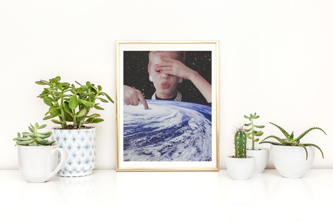 Surreal Earth Hurricane Collage: Vintage Woman Defies Storm - Mother ...