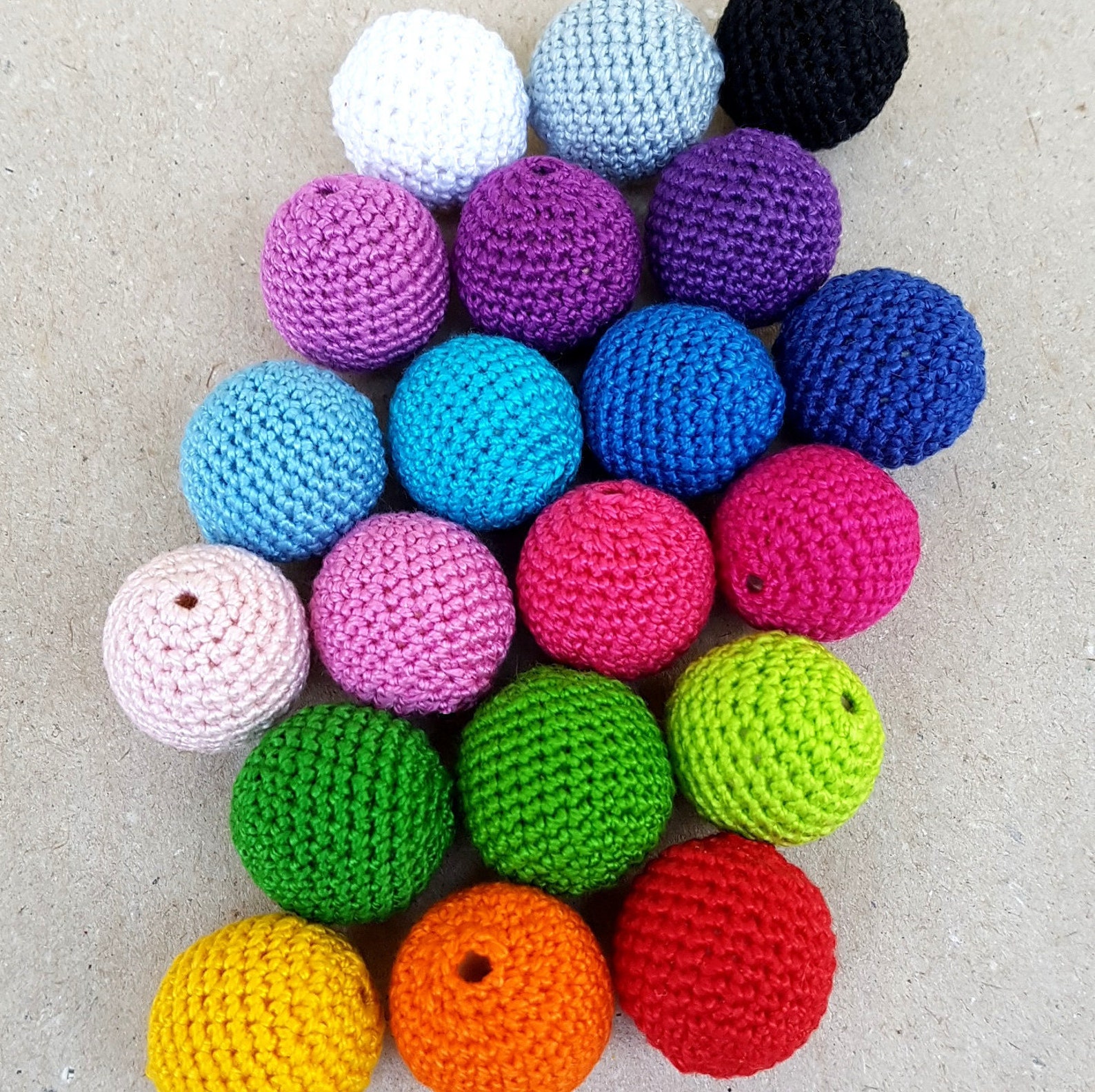 Cotton Beads 20pcs 20mm Thread Beads Rainbow Beads Wooden - Etsy