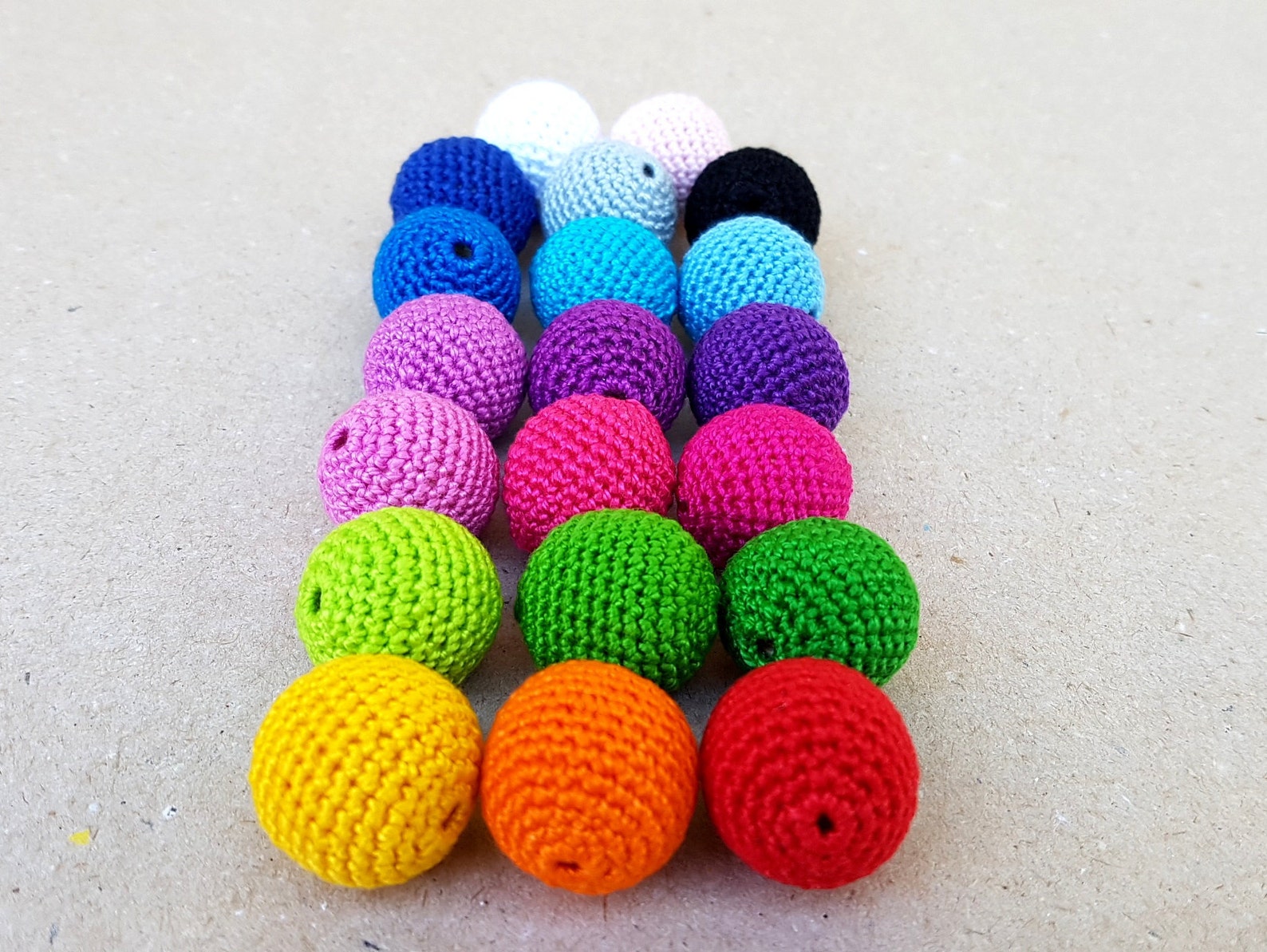 Cotton Beads 20pcs 20mm Thread Beads Rainbow Beads Wooden - Etsy
