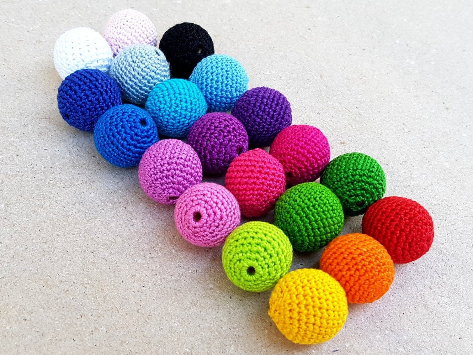Cotton Beads 20pcs 20mm Thread Beads Rainbow Beads Wooden - Etsy