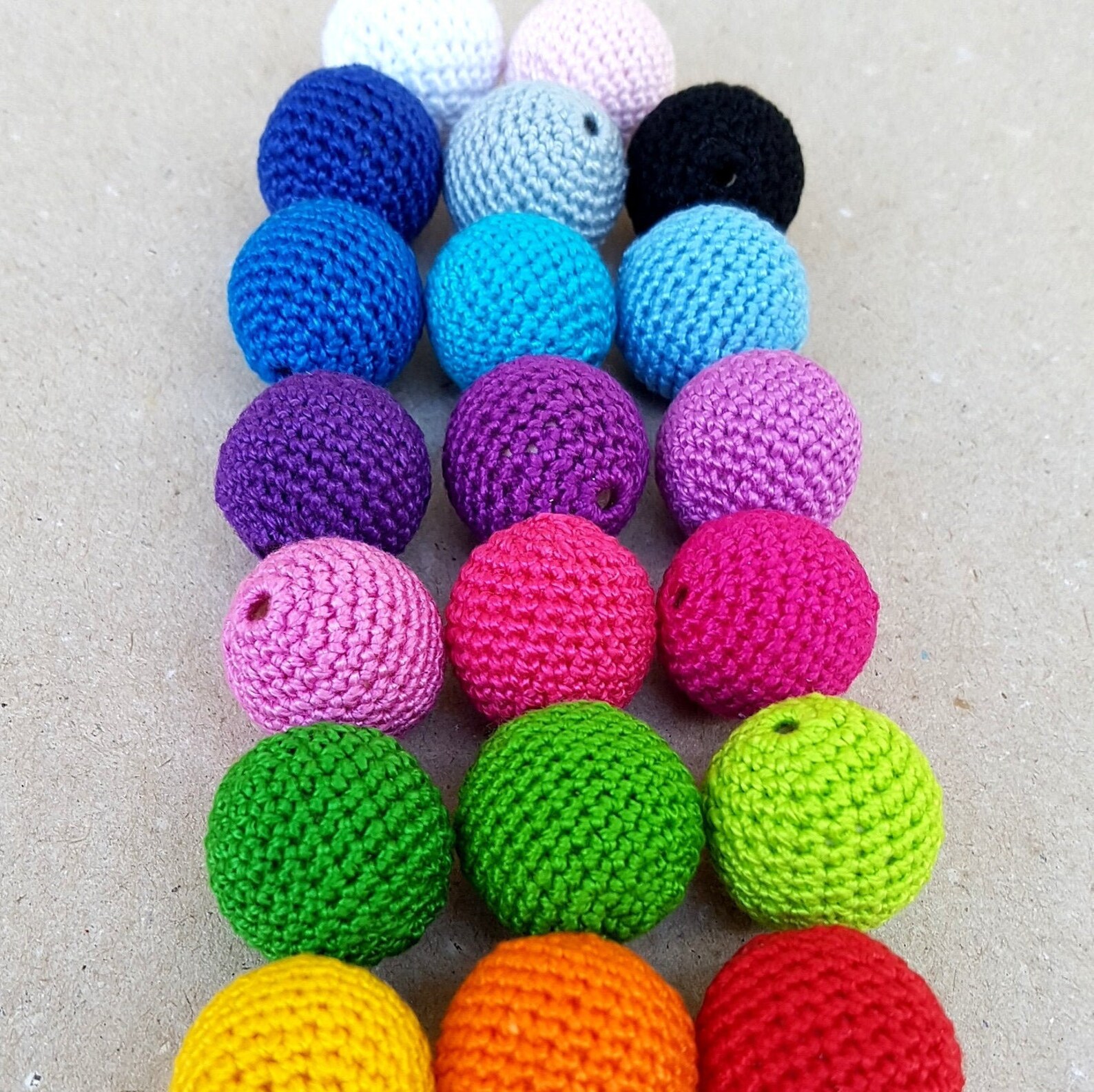 Cotton Beads 20pcs 20mm Thread Beads Rainbow Beads Wooden - Etsy