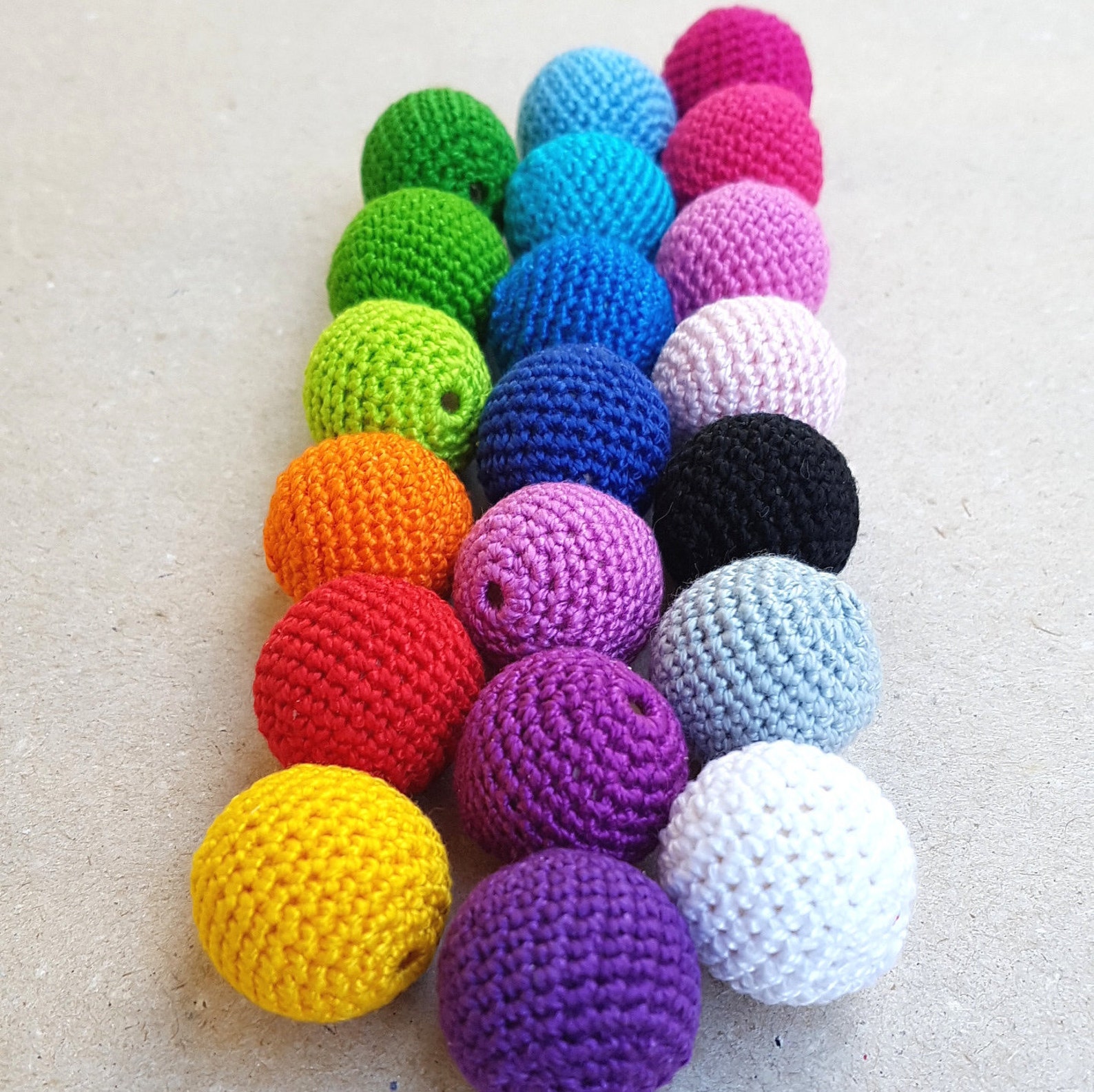 Cotton Beads 20pcs 20mm Thread Beads Rainbow Beads Wooden - Etsy
