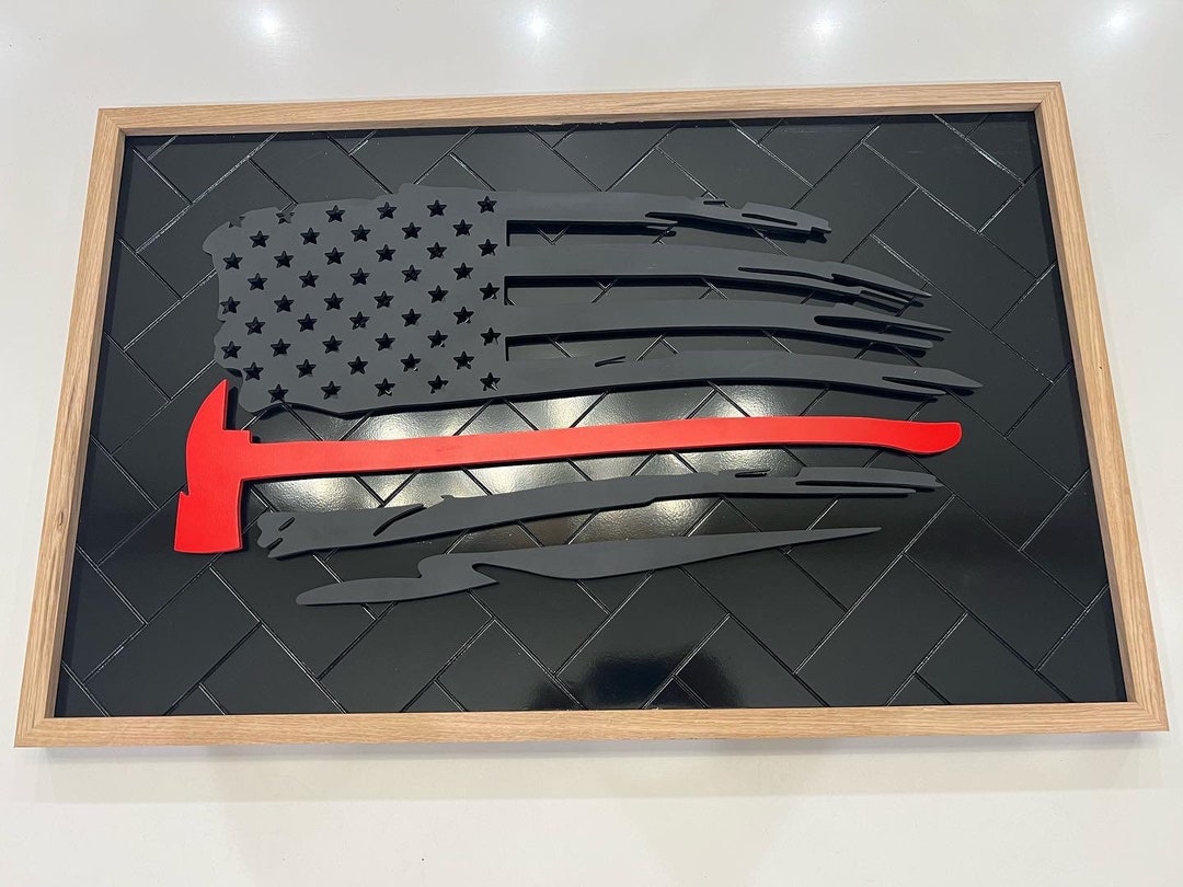 Custom Wooden Firefighter Flag Wall Art - Etsy