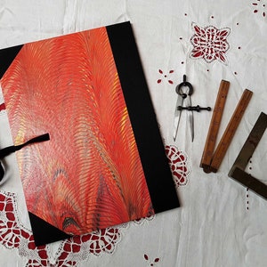 A4 Artist Portfolio Folder Scarlet Marbled Paper Handmade - Etsy