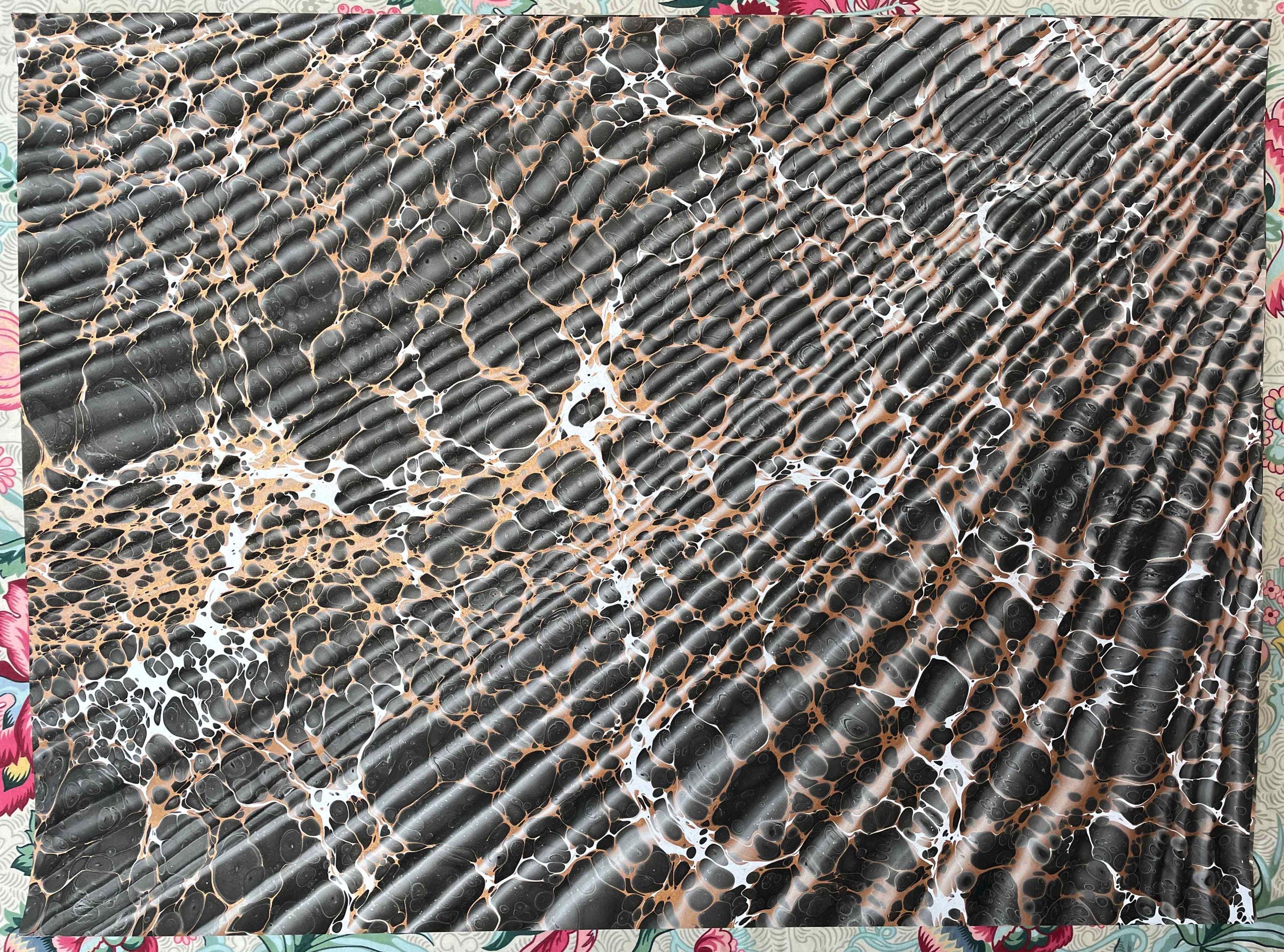 2 X A1 - Black Spanish Moiré Marble - Marbled Paper Handmade for ...