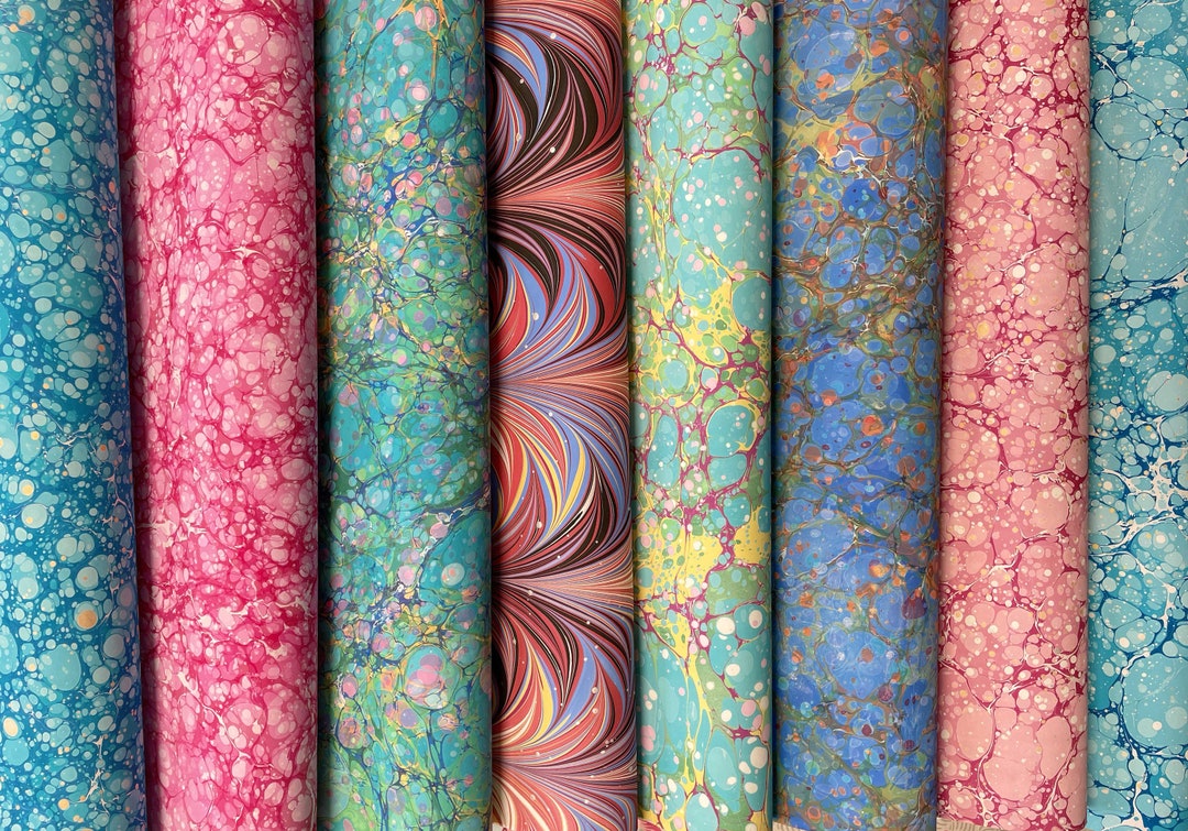 A2 X 8 - Assorted Marbled Paper Sheets - for Bookbinding, Restoration ...