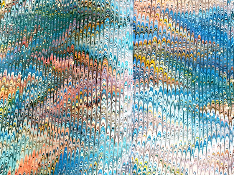 Marbled Paper 2 A1 Sheets Sea Blue and Pink Non-pareil Handmade for ...