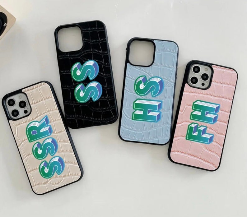 Crocodile Faux Leather Custom Initial iPhone Case - Etsy