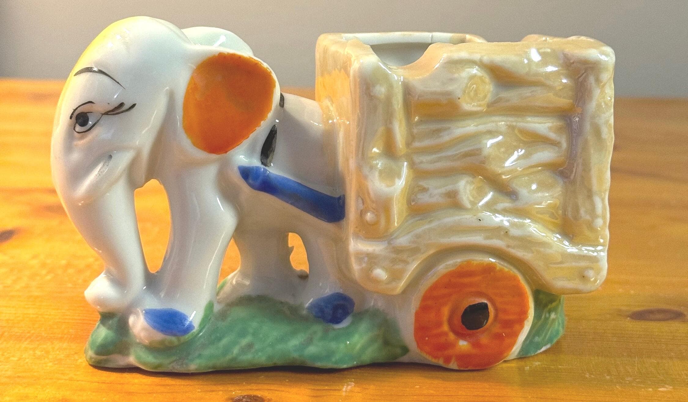Vintage Lusterware Elephant Cart Planter Ashtray: Whimsical Animal ...