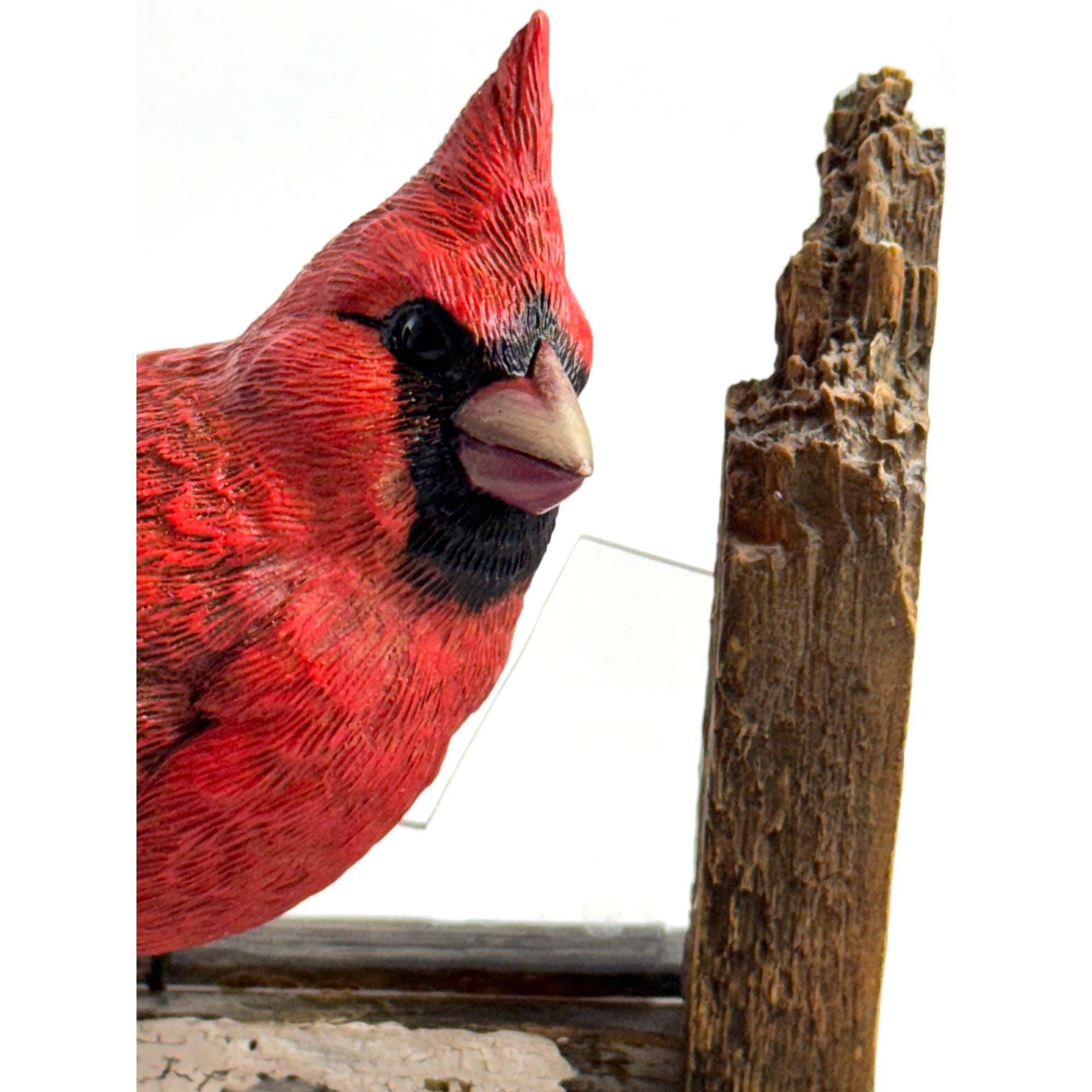 Cardinal Bird Sculpture on Rustic Wood Base Dave Constantine Hadley ...