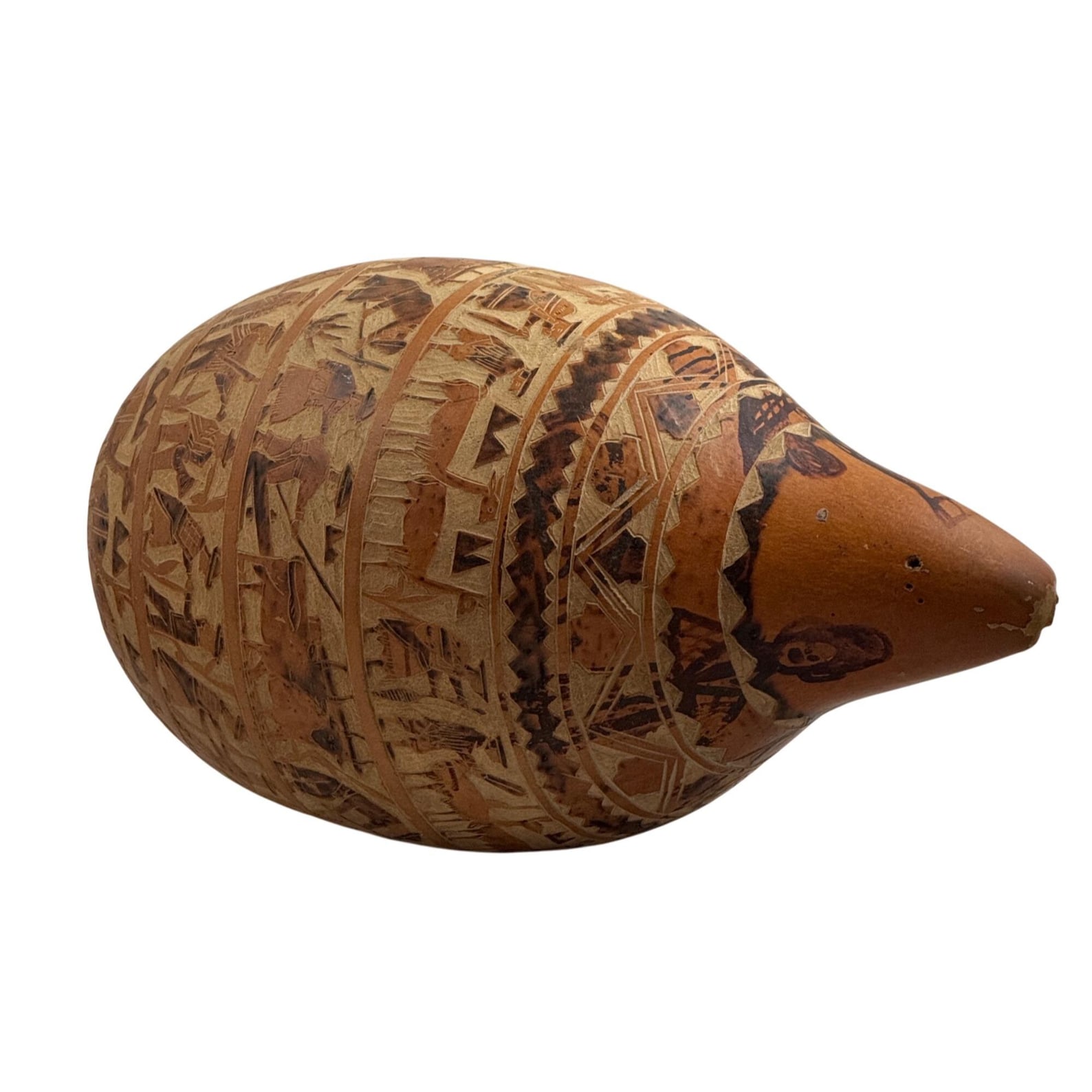 Hand Carved Peruvian Gourd Rattle Folk Art Tribal Ethnic Decor Artisan ...
