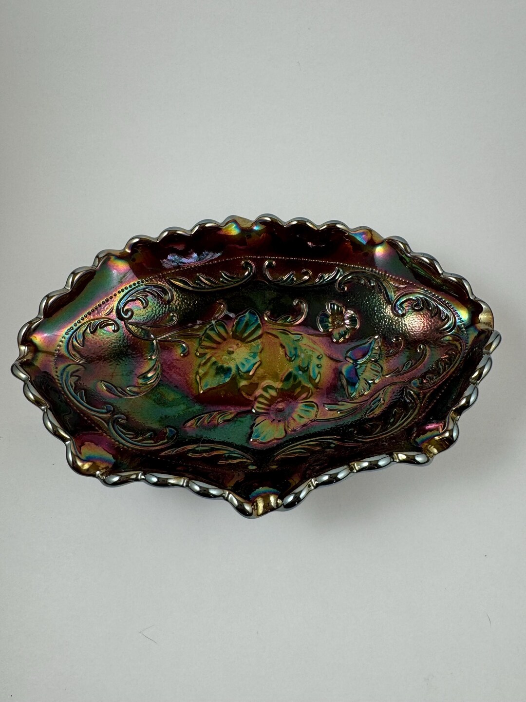 Vintage Fenton Amethyst Carnival Glass Dish poppy Seed Design - Etsy