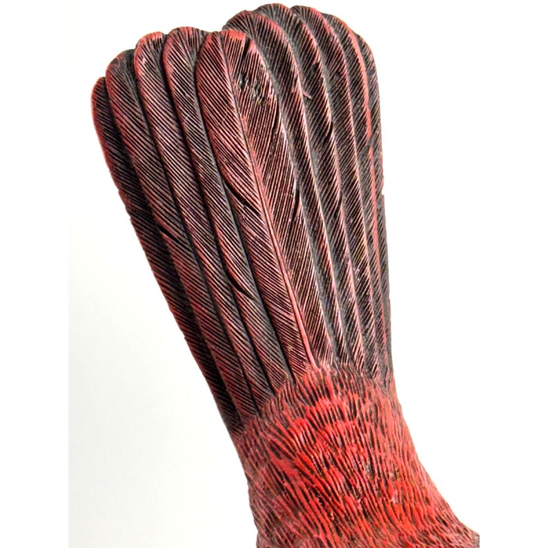 Cardinal Bird Sculpture on Rustic Wood Base Dave Constantine Hadley ...