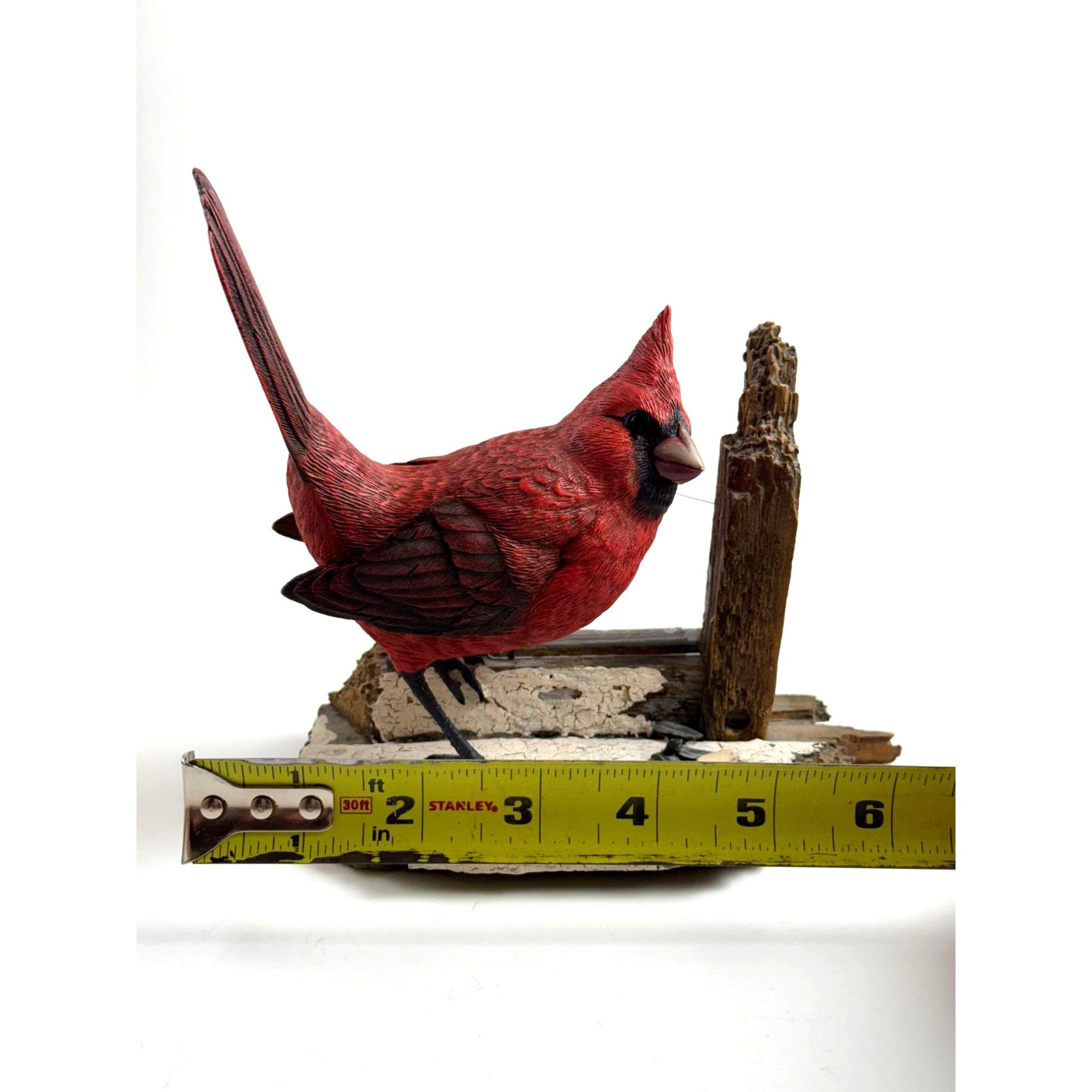 Cardinal Bird Sculpture on Rustic Wood Base Dave Constantine Hadley ...