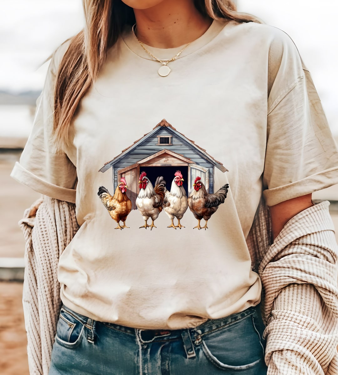 Funny Chickens Shirt, Animal T-shirt, Farm Gift for Women, Cute Farmer ...