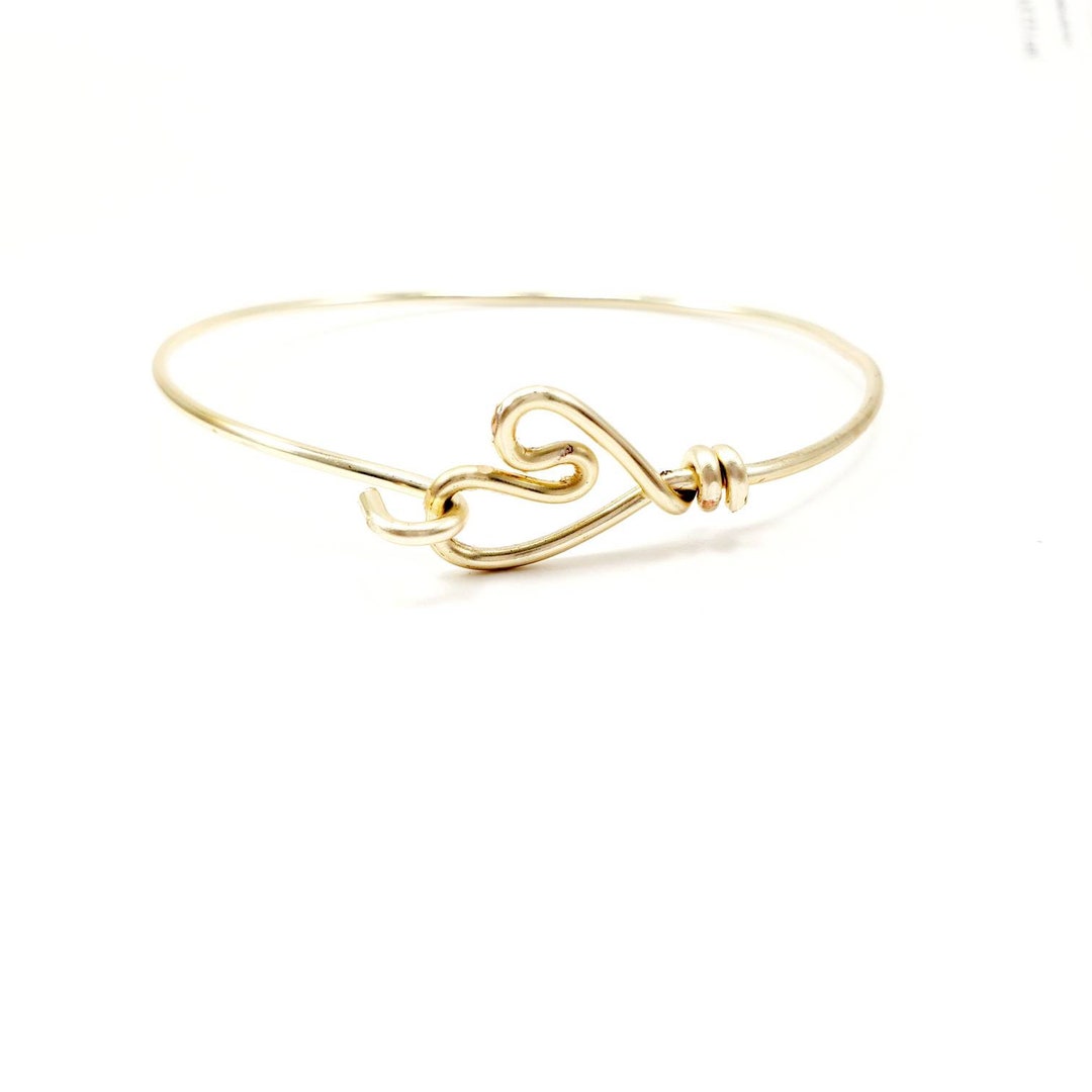 Heart Bangle Bracelet, Gold Heart Bangle Bracelet, Heart Cuff Bracelet ...