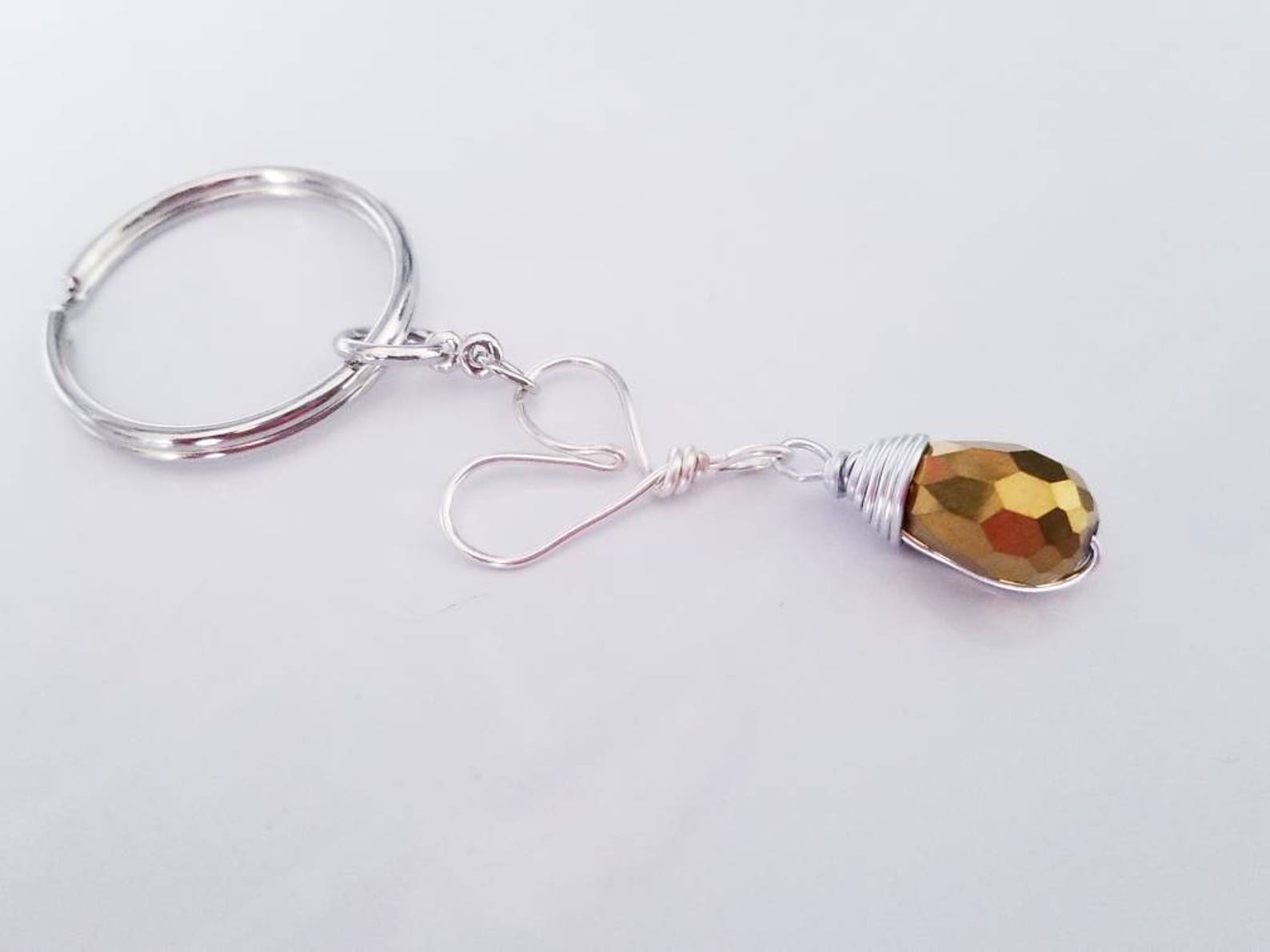 Heart Keychain Crystal Heart Keychain Keychain for Women - Etsy