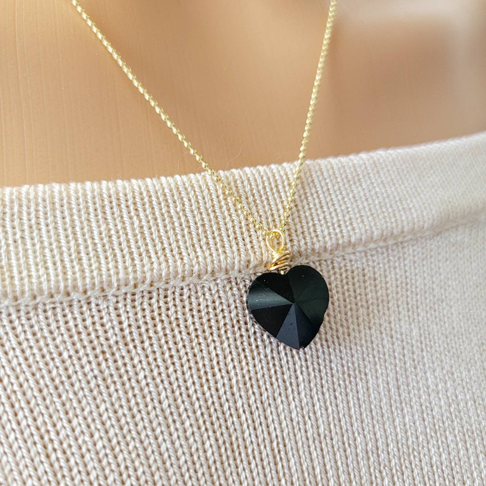 Black Heart Necklace Dainty Heart Necklace When Calls the - Etsy